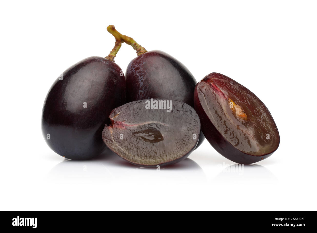 Fresh black grape isolated on white background Stock Photo - Alamy