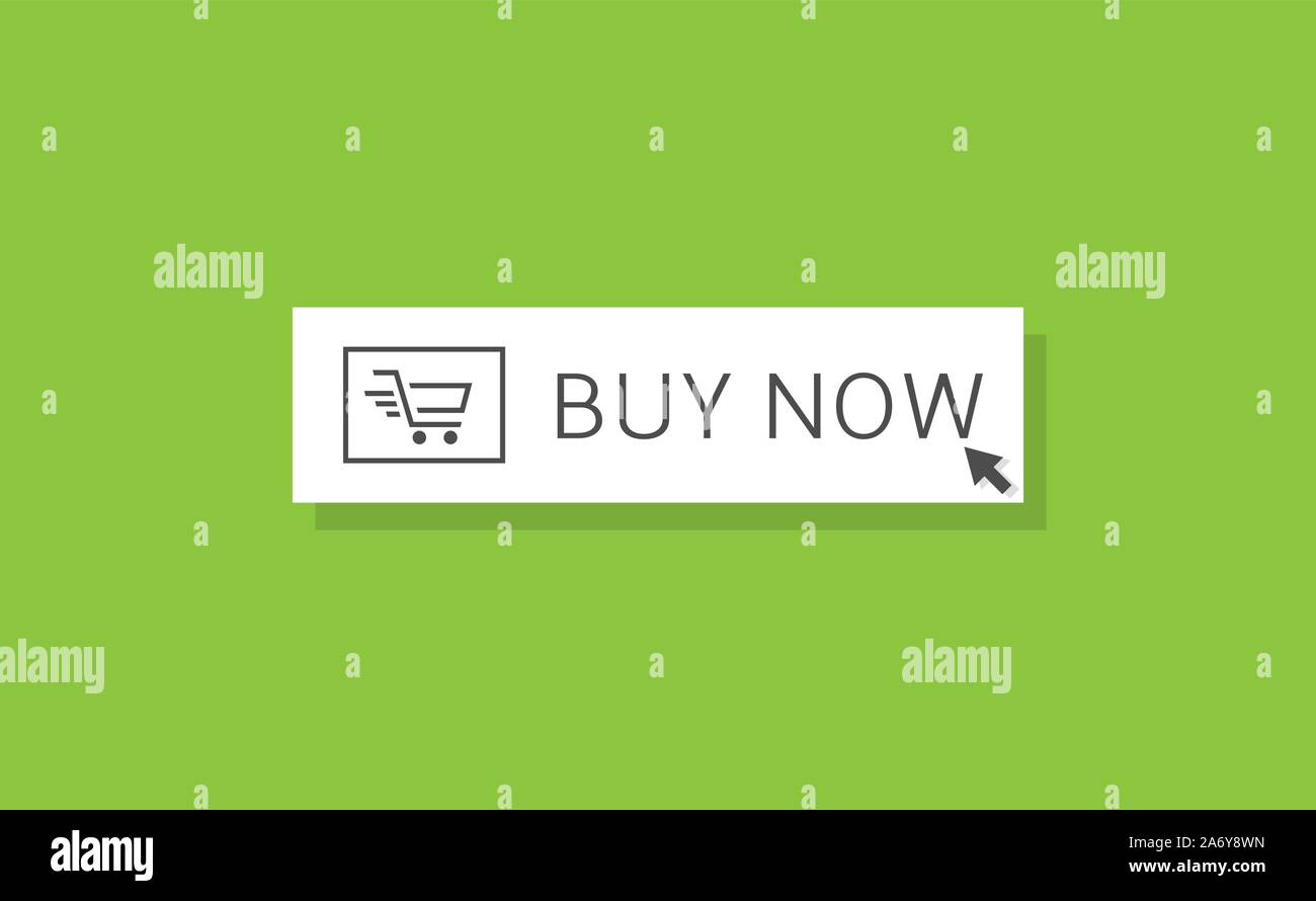 Buy now. White Buy now banner template with arrow over green background ...