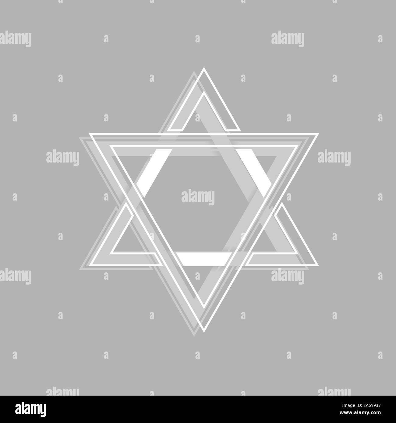White paper Star of David icon. Six pointed geometric star figure ...