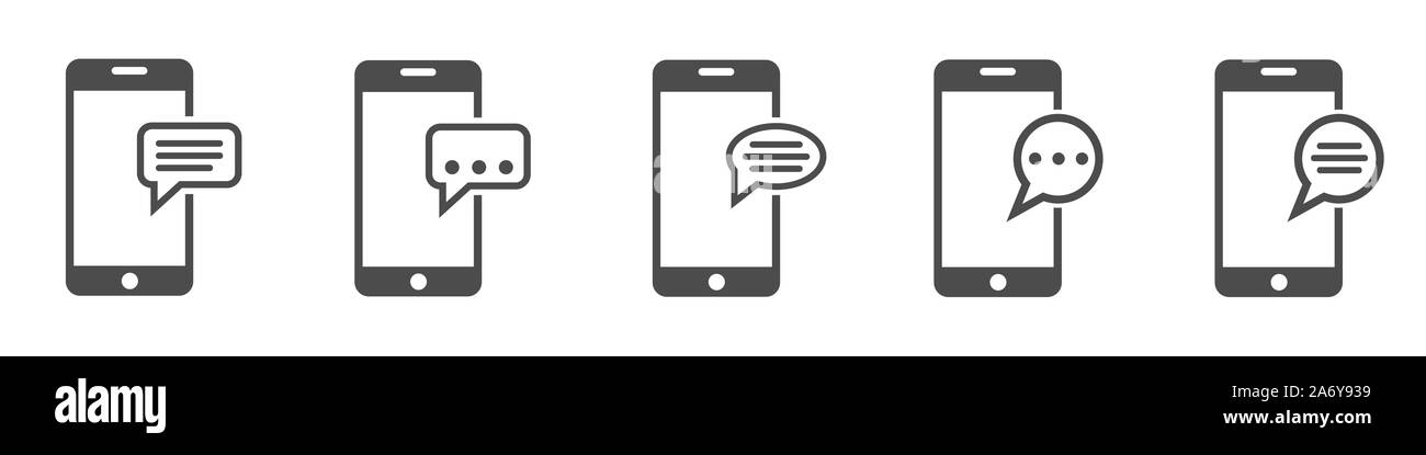 Message icon template. Phone with chat message icons Stock Vector Image ...