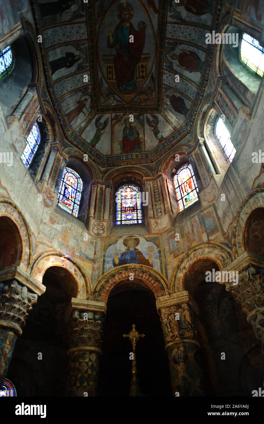 Mural paintings in the Sainte Radegonde church ( France Stock Photo - Alamy
