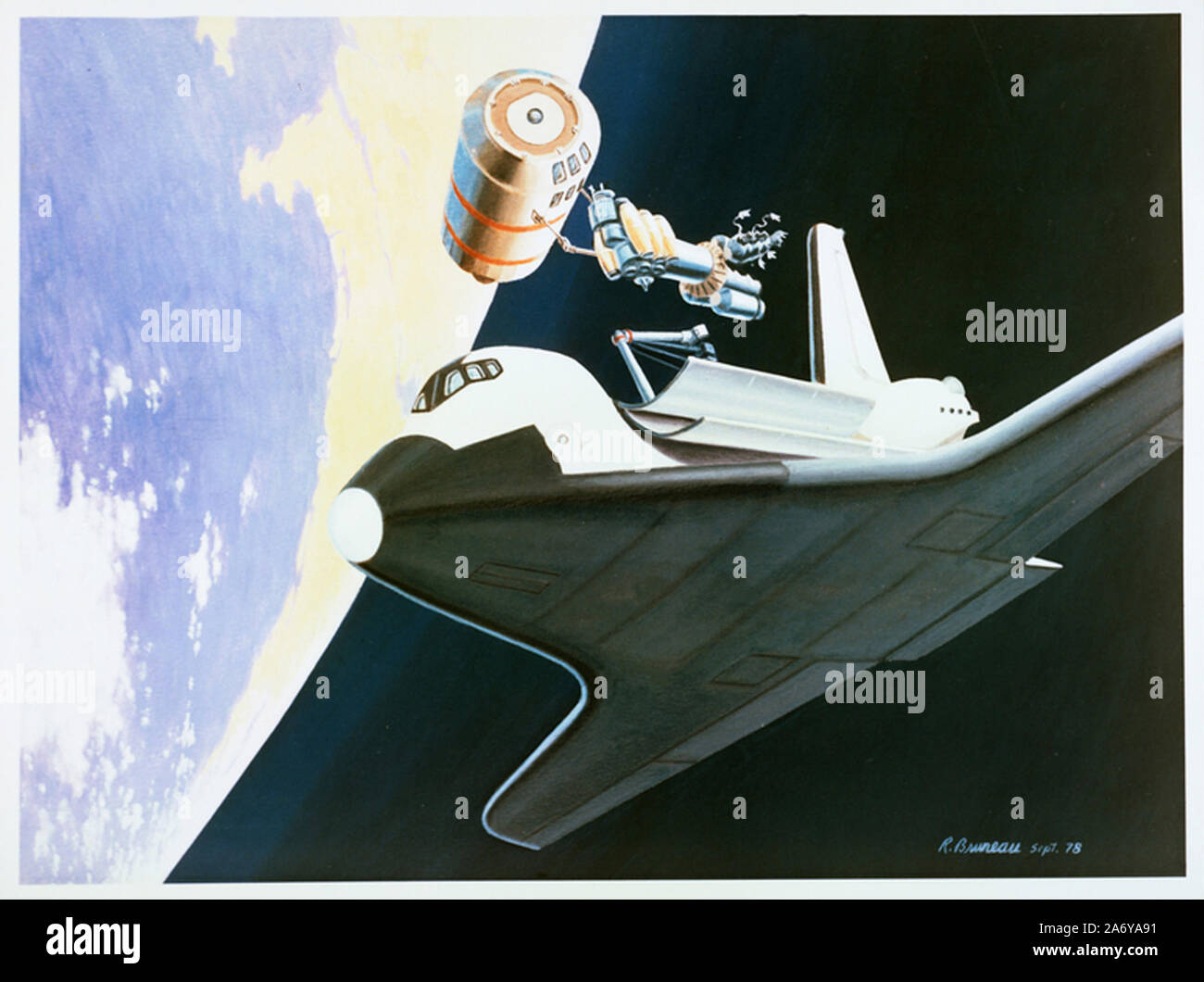 vintage science fiction illustration depicting possible future Stock ...