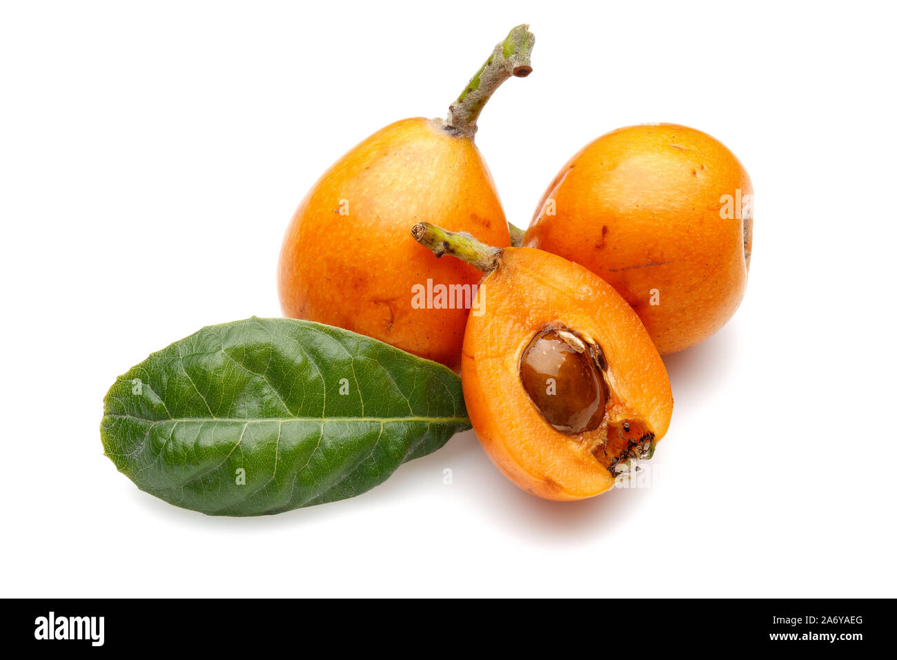 Group of ripe loquat fruits isolated on white background Stock Photo ...