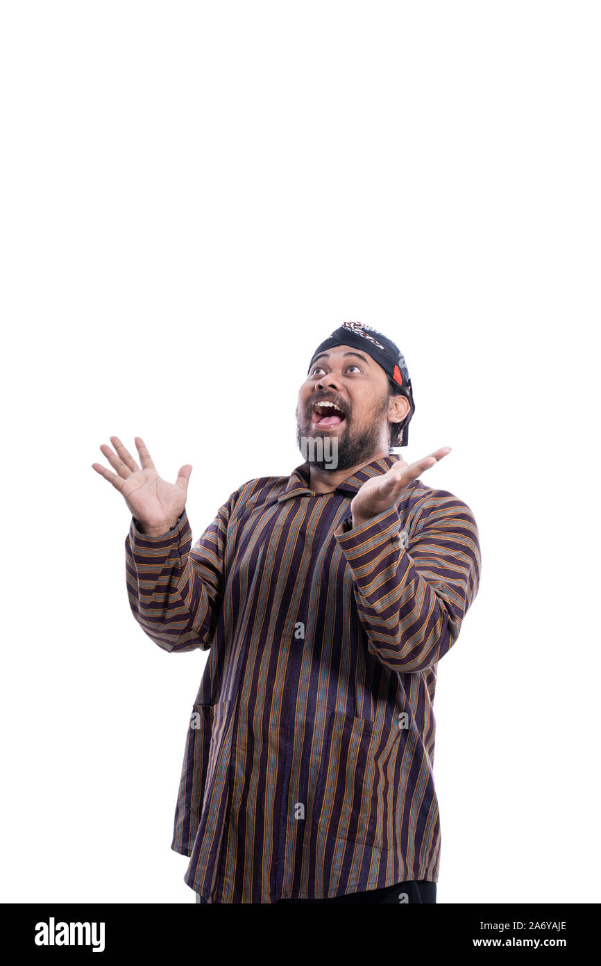 male with javanese traditional cloth lurik look up Stock Photo - Alamy