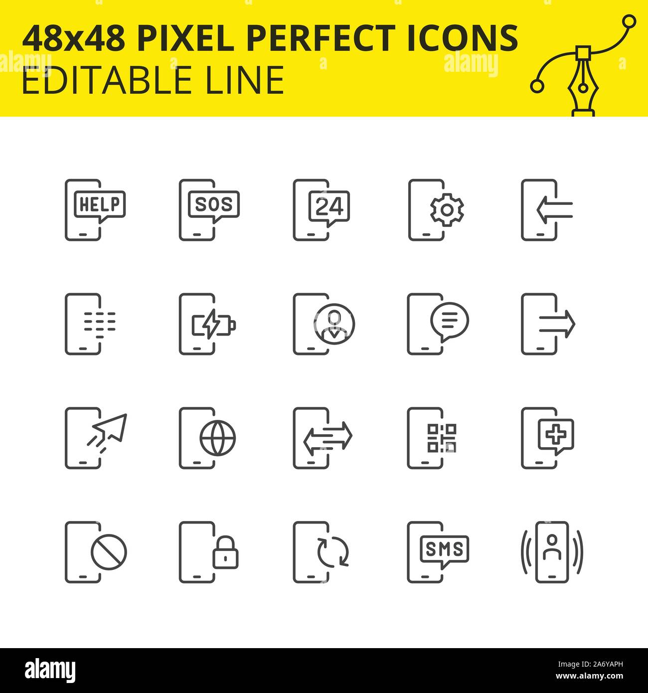 Icons related for phone services. Collection of mobile technology ...