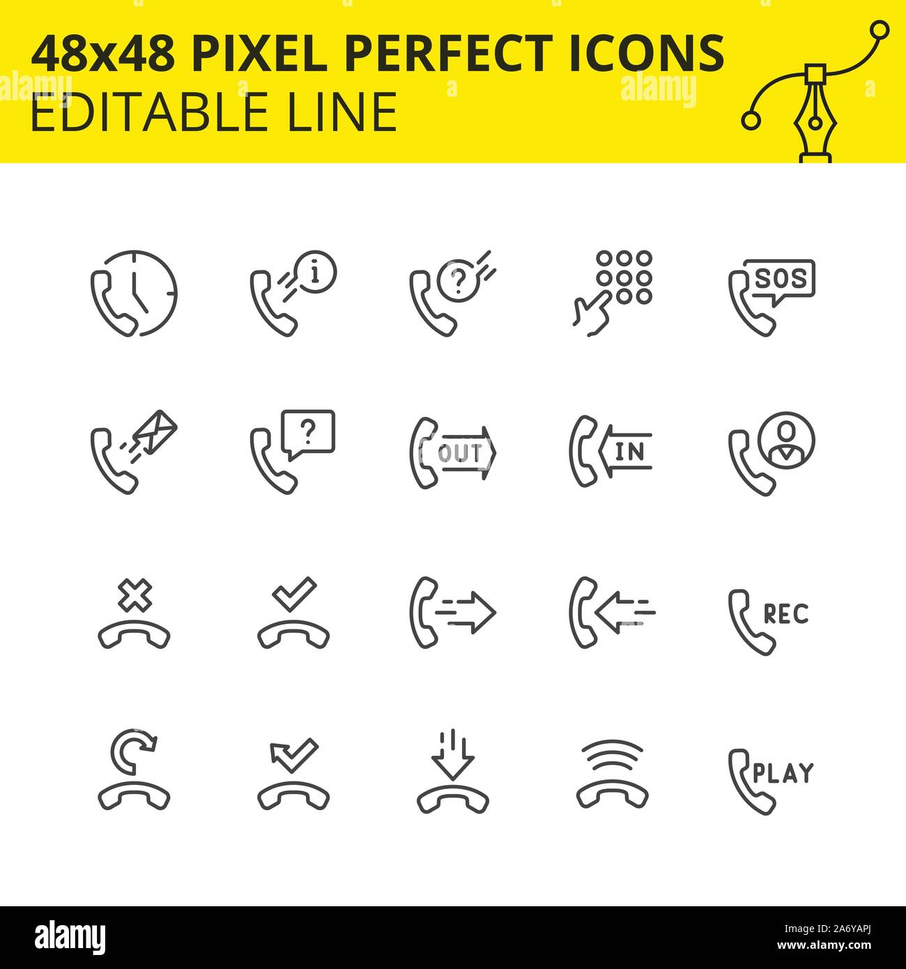 Icons related for handset services. Collection of phone technology ...