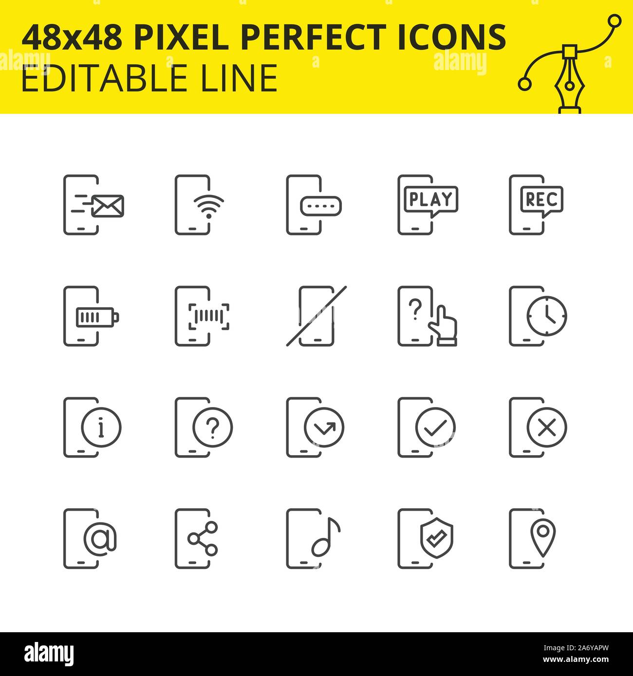 Icons related for phone services. Collection of mobile technology ...