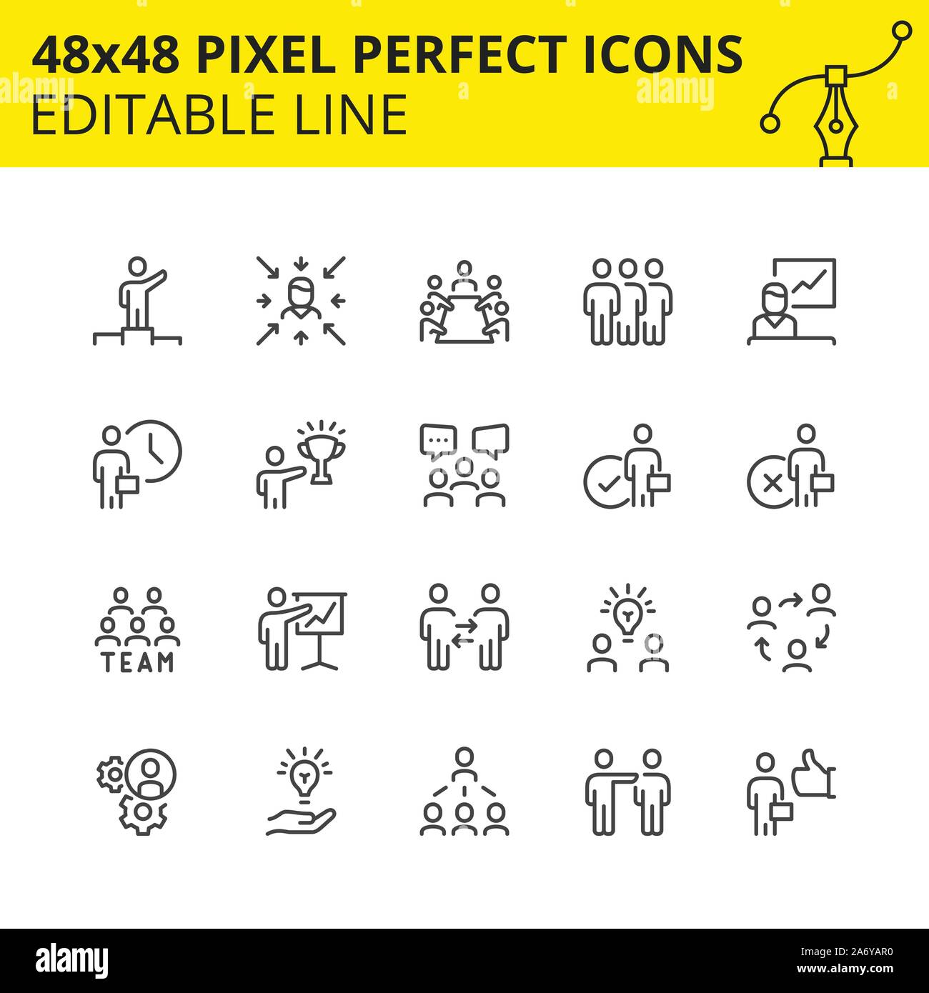 Vector icons for team work and business people. Contains such icons as ...