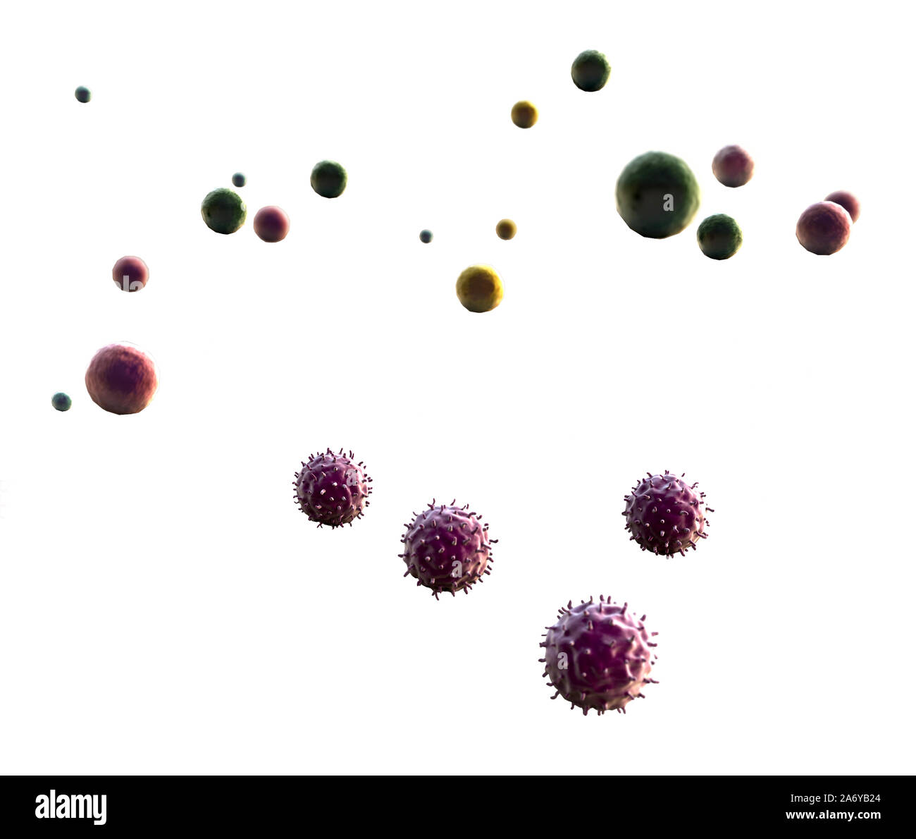 lymphocytes and viruses, cancer cell, 3d rendered cancer cell, Cancer ...