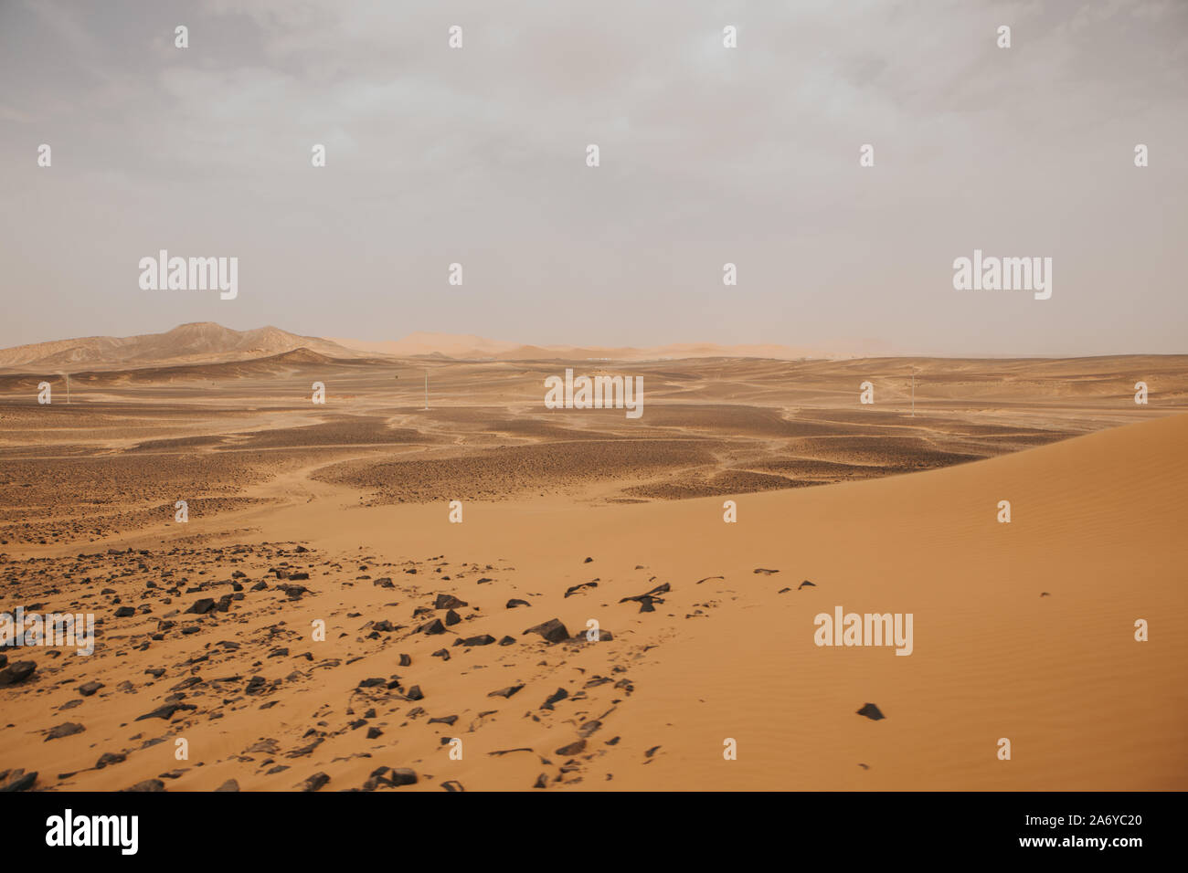 Moroccan desert landscape with dunes and arid terrain Stock Photo - Alamy