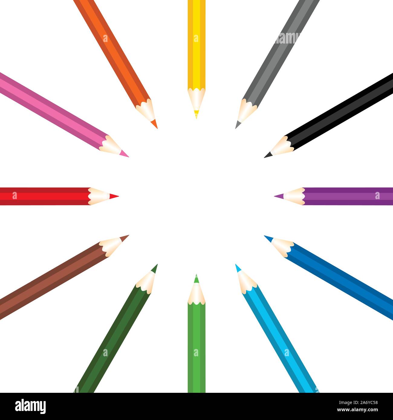 Color pencils set on isolated background. Education vector illustration ...