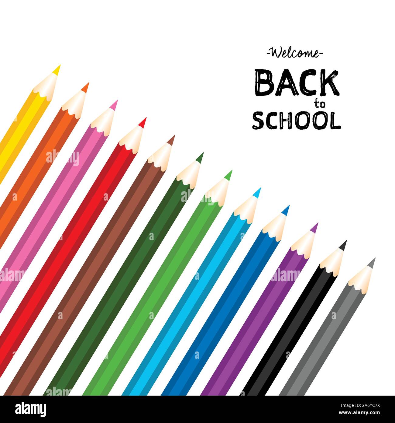 Back to school with color pencils set. Education vector illustration ...