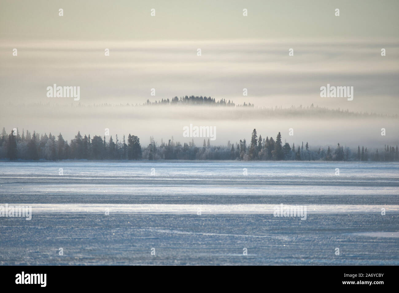 Frozen lake in Muonio, Lapland, Finland Stock Photo - Alamy