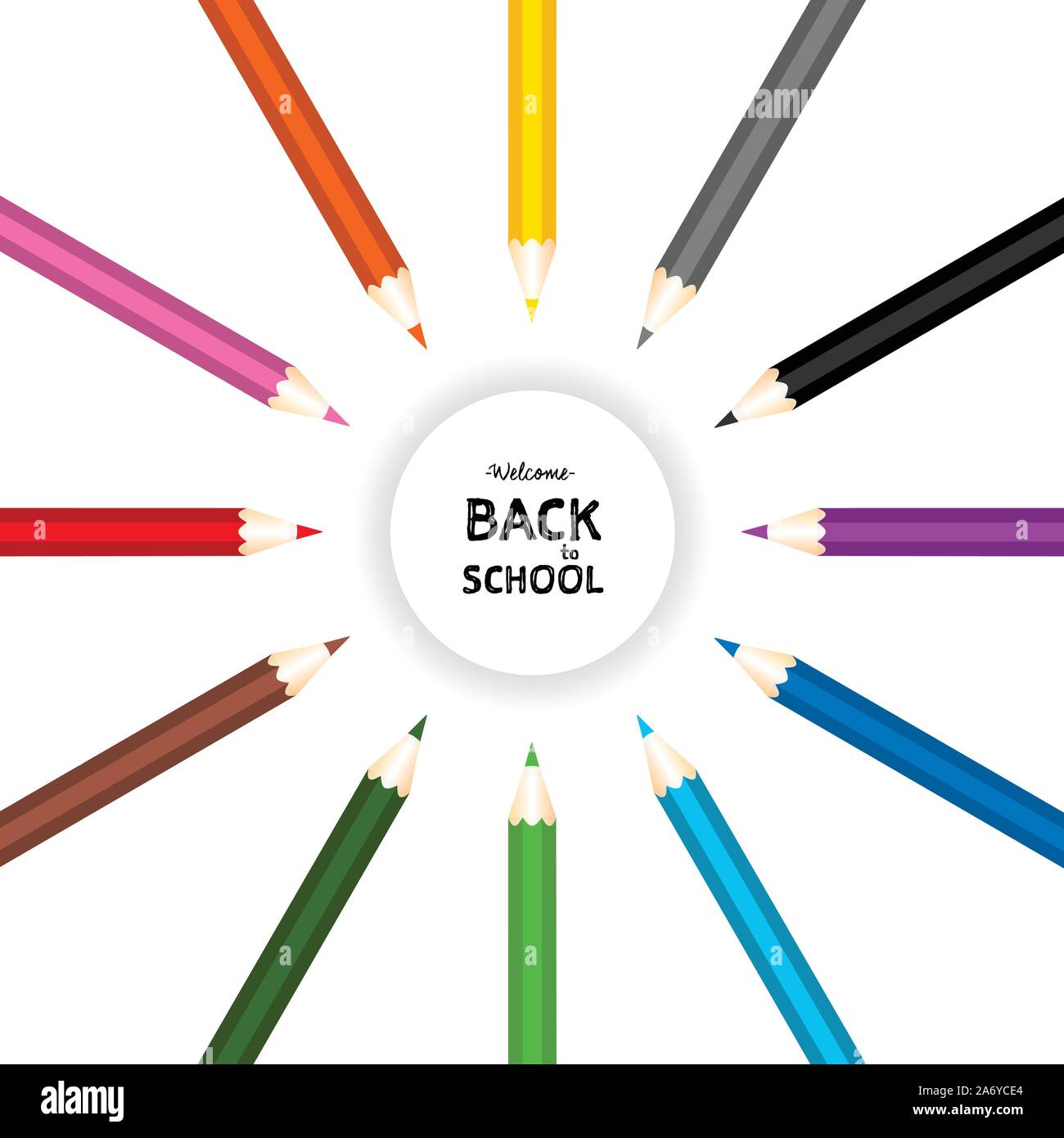 Back to school with color pencils on isolated background. Education ...