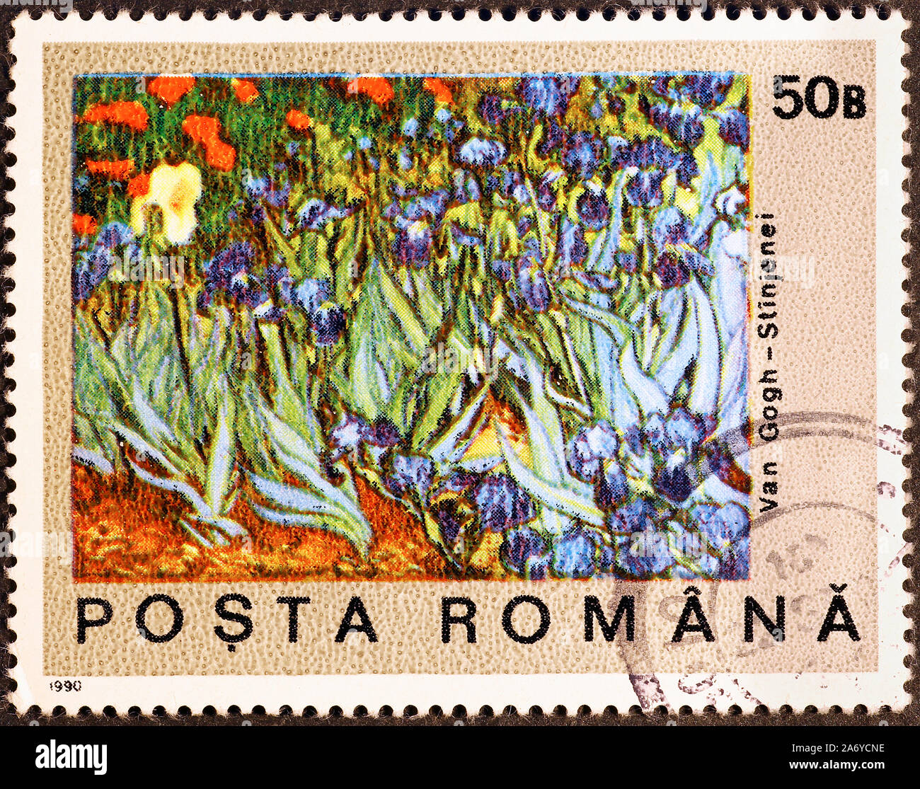 Painting of flowers by Van Gogh on postage stamp of Romania Stock Photo ...
