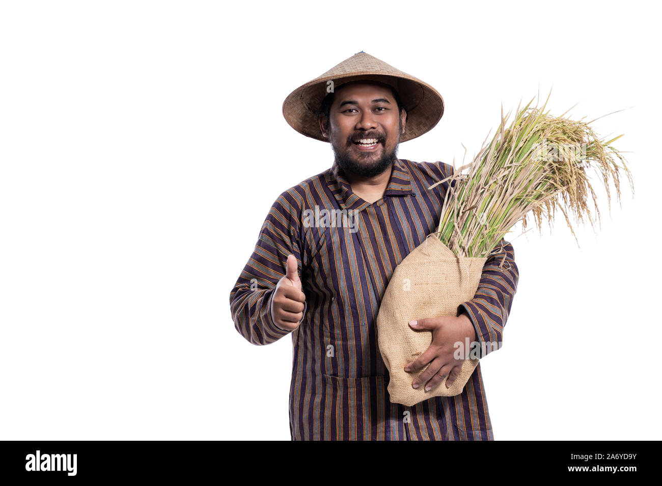 rice farmer showing thumb up isolated Stock Photo - Alamy