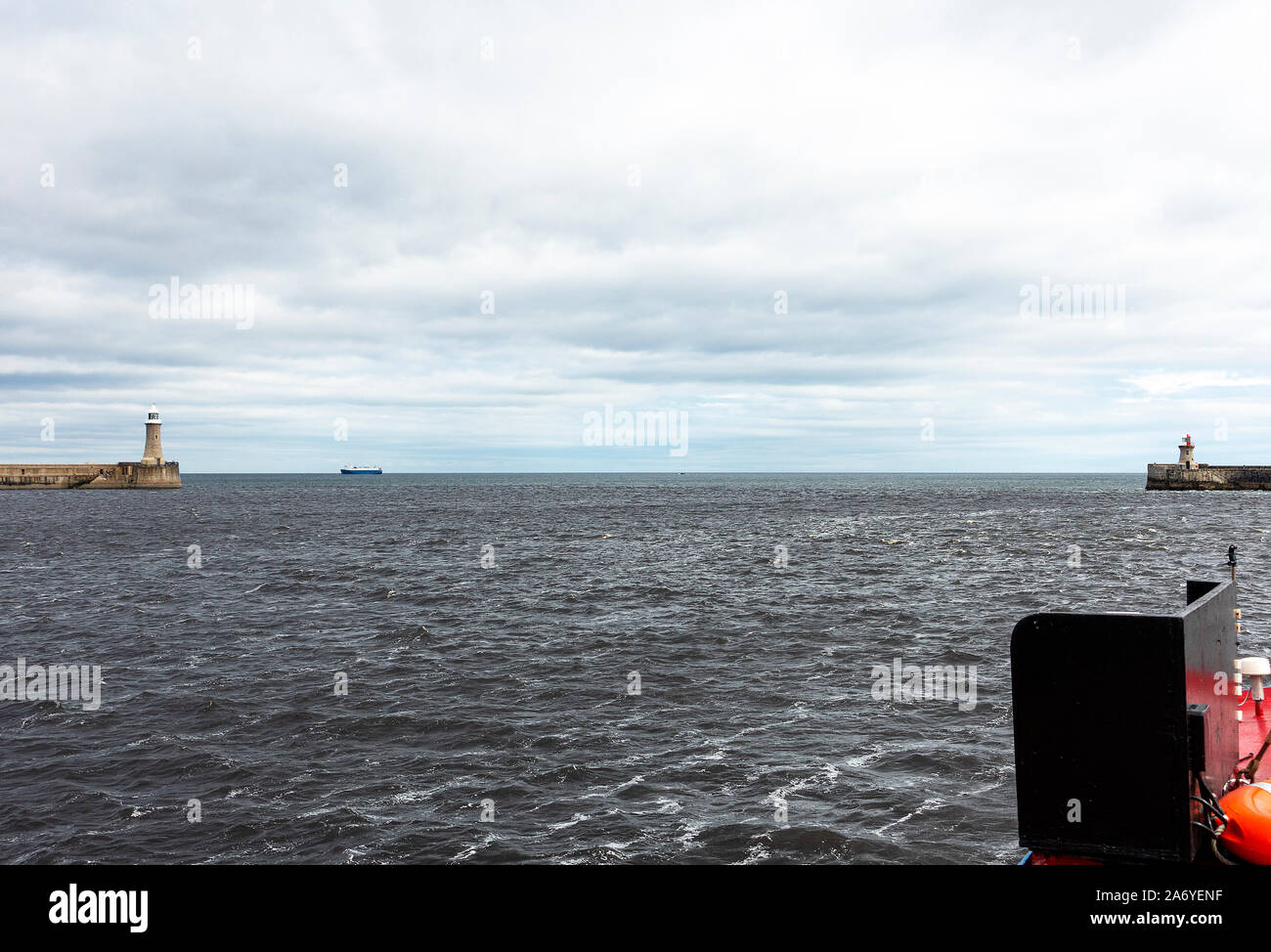 The Piers with Lighthouses at the Mouth of the River Tyne with the ...
