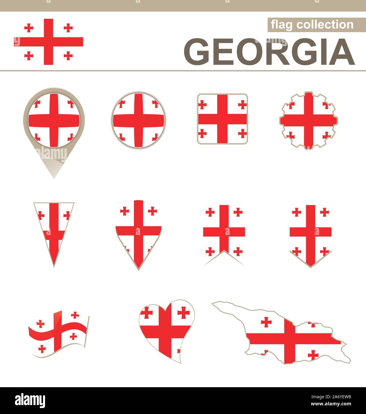 Georgia georgian red white flag Stock Vector Images - Alamy