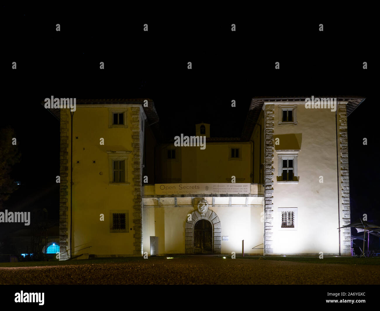 Seravezza , Italy September 01, 2018: night view of Palazzo Mediceo ...