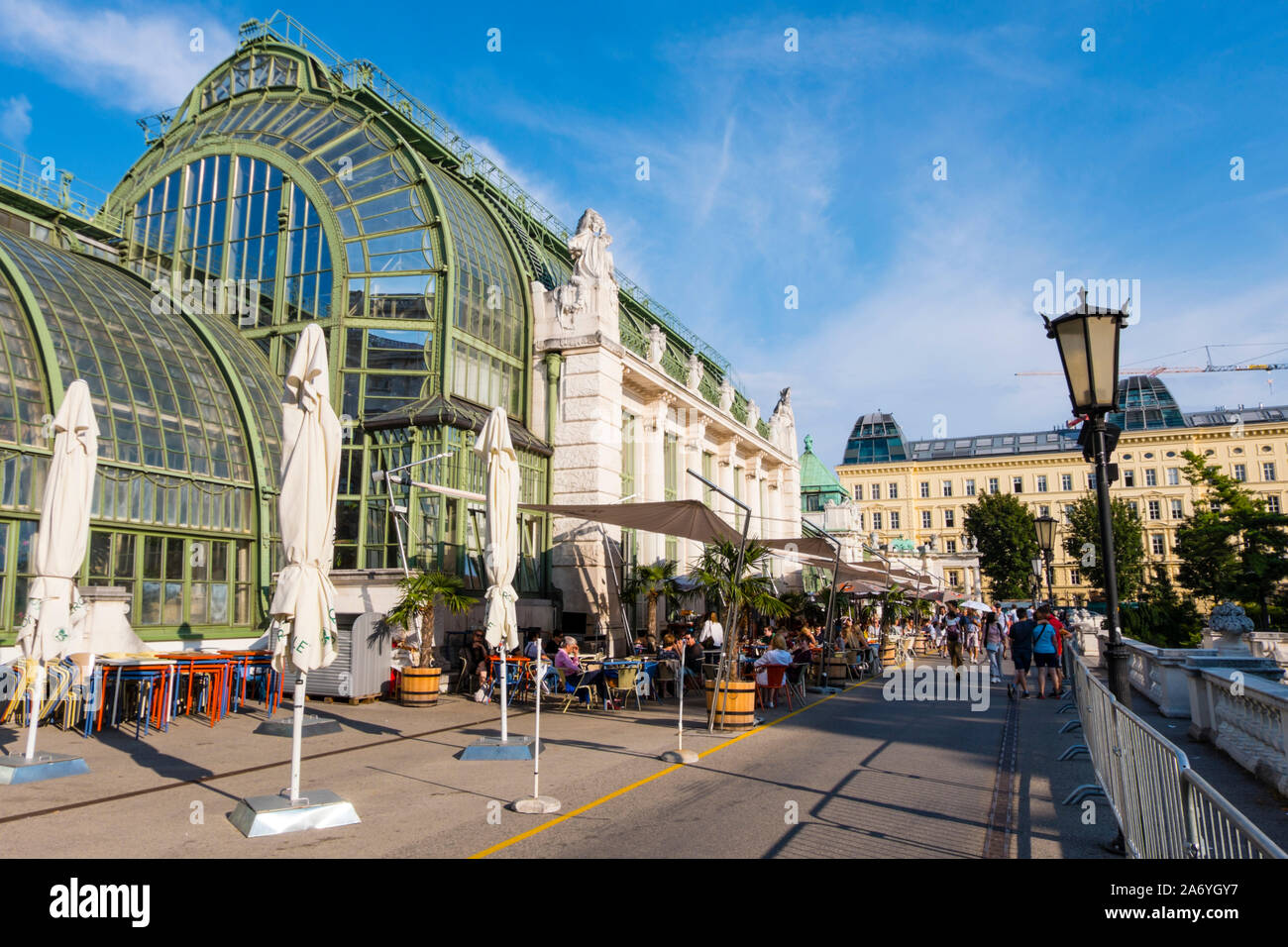Palmenhaus, cafe and restaurant, Burggarten, old town, Vienna, Austria ...