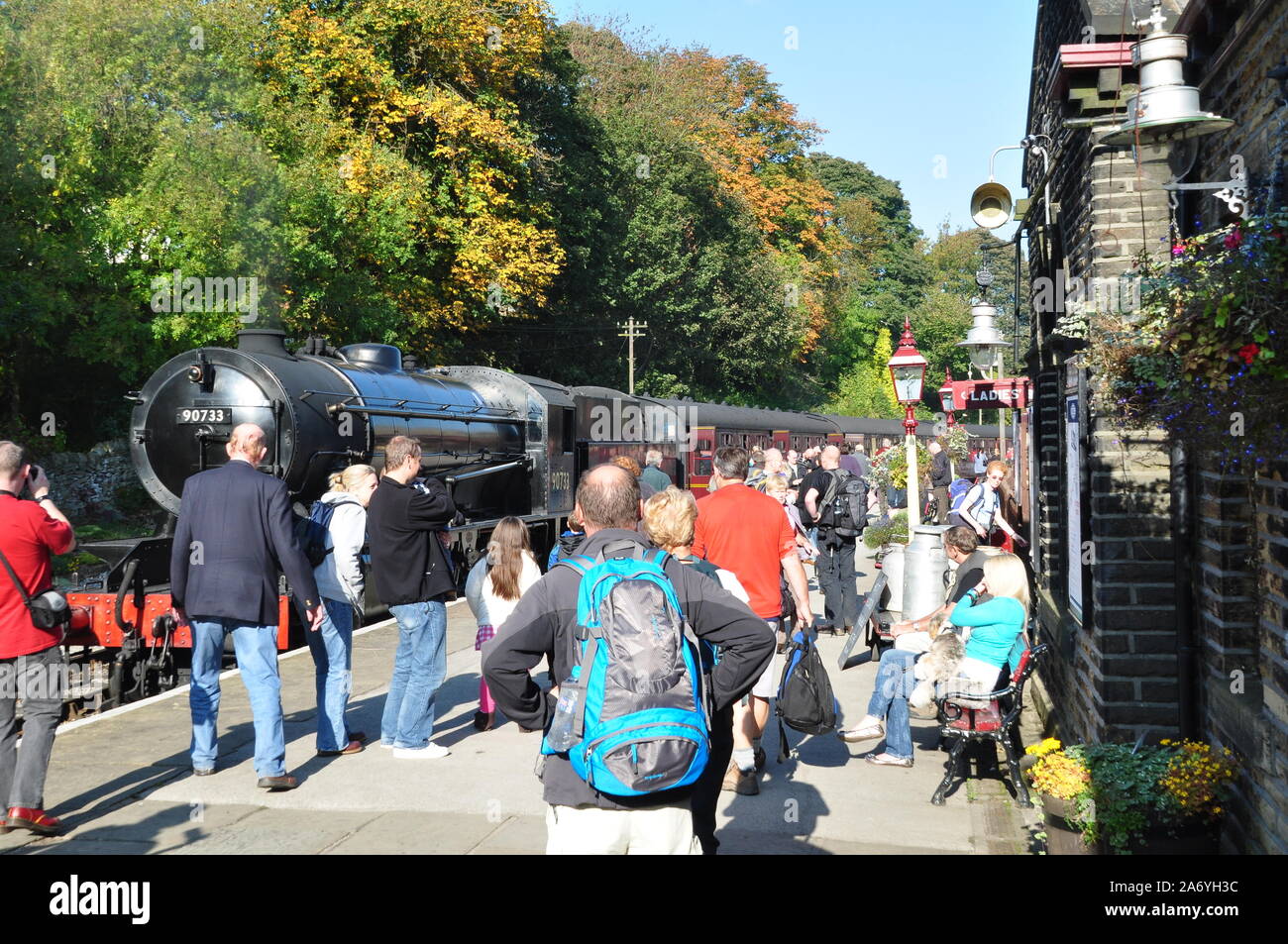 Train on Oxenhope railway station, KWVR, Oxenhope railway station, KWVR ...