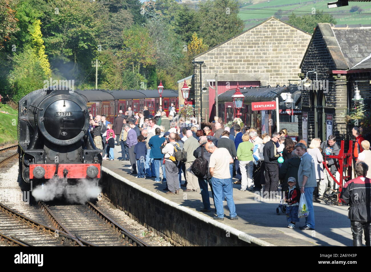 Train on Oxenhope railway station, KWVR, Oxenhope railway station, KWVR ...