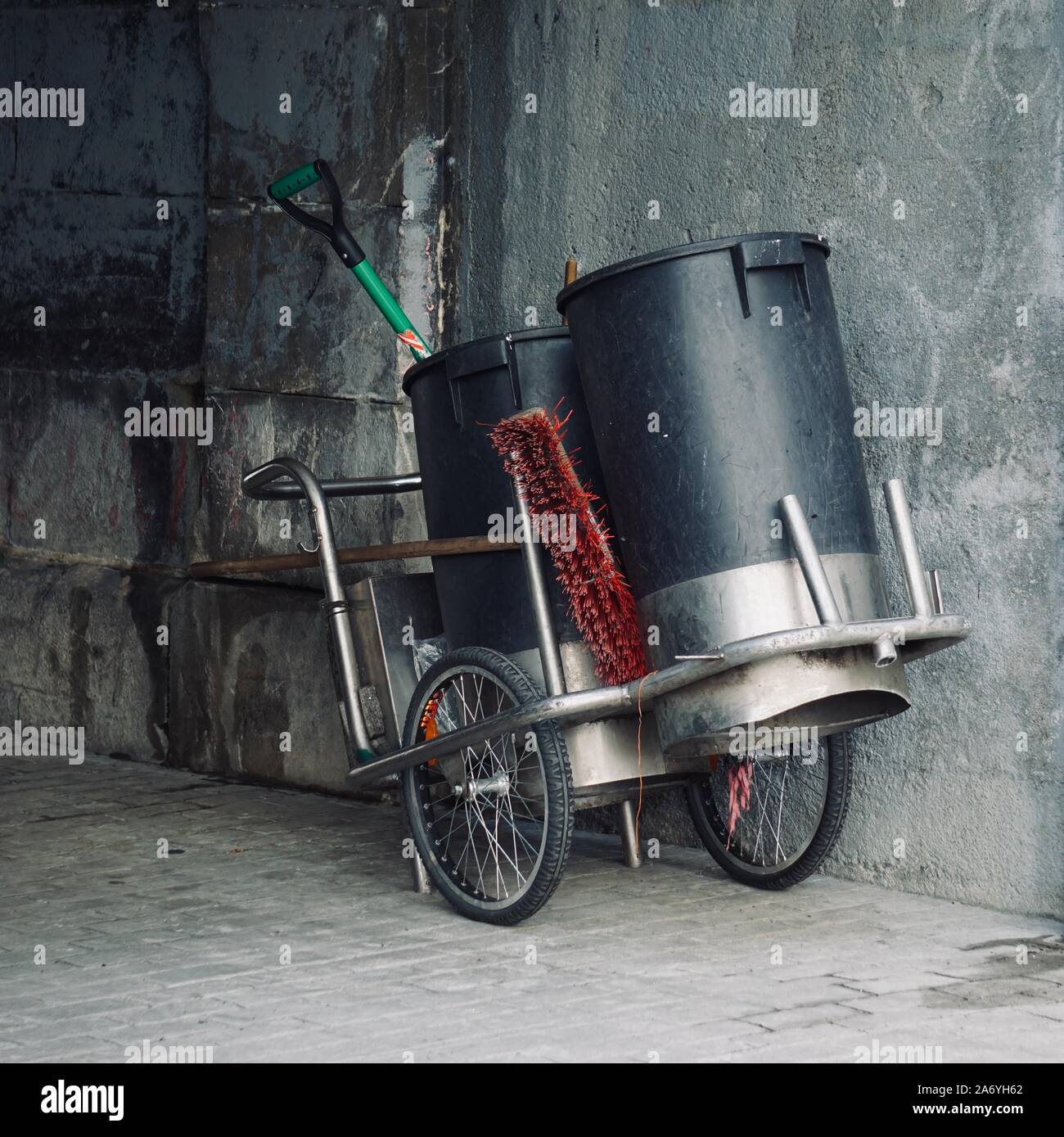 garbage can on the street for cleaning the street Stock Photo - Alamy