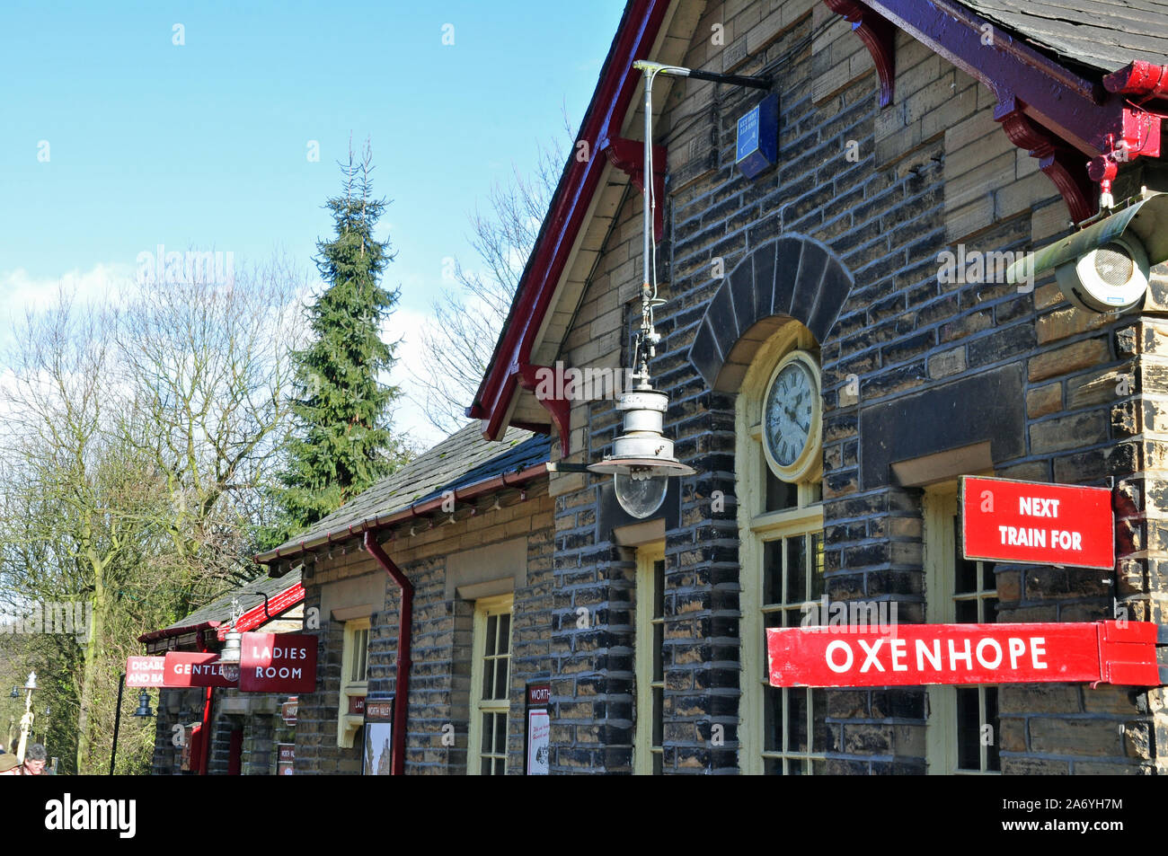 Signs on Haworth railway Station, Keighley and Worth Valley railway ...