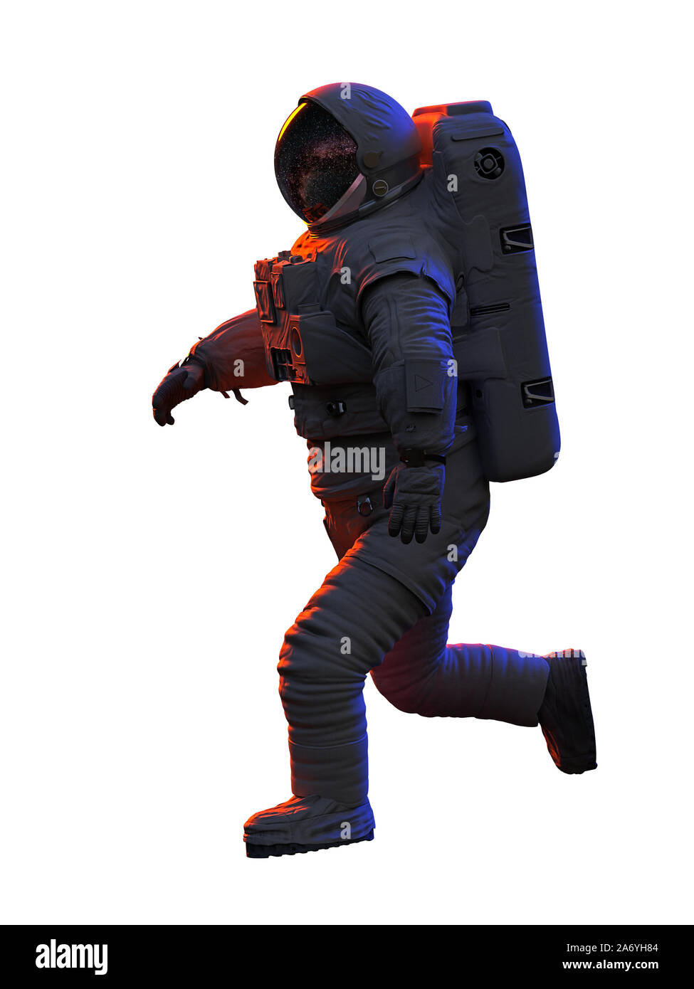 running astronaut, isolated on white background Stock Photo - Alamy