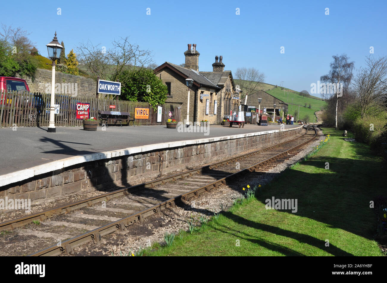 Oakworth Station in Spring, , Keighley and Worth Valley Railway Stock ...