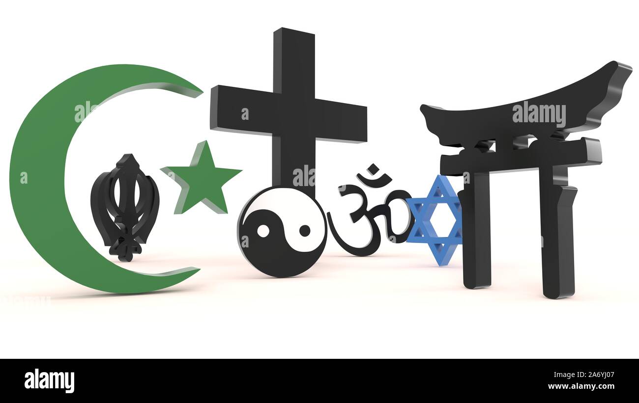 Depiction of the coexistence of religions Stock Photo - Alamy