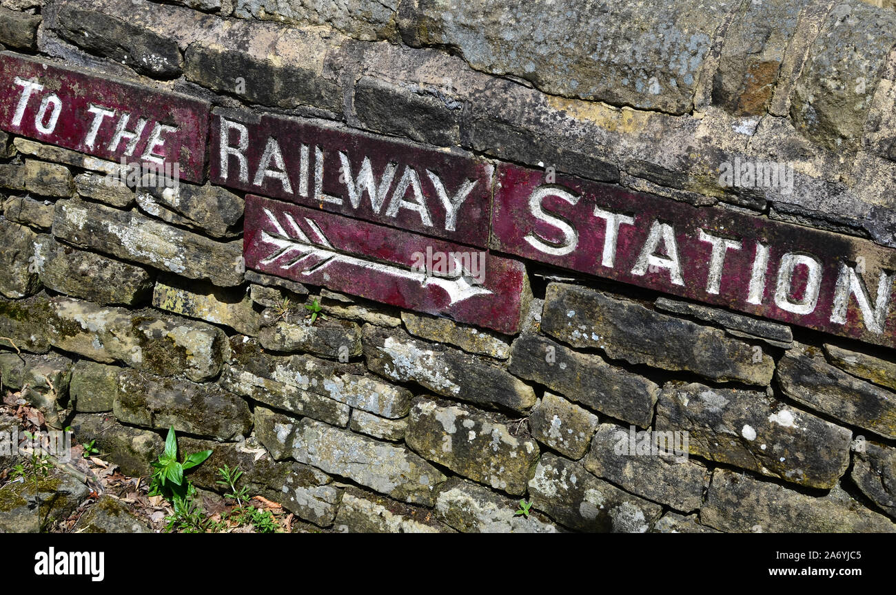 Railway station sign, Haworth, Keighley and Worth Valley Railway Stock ...