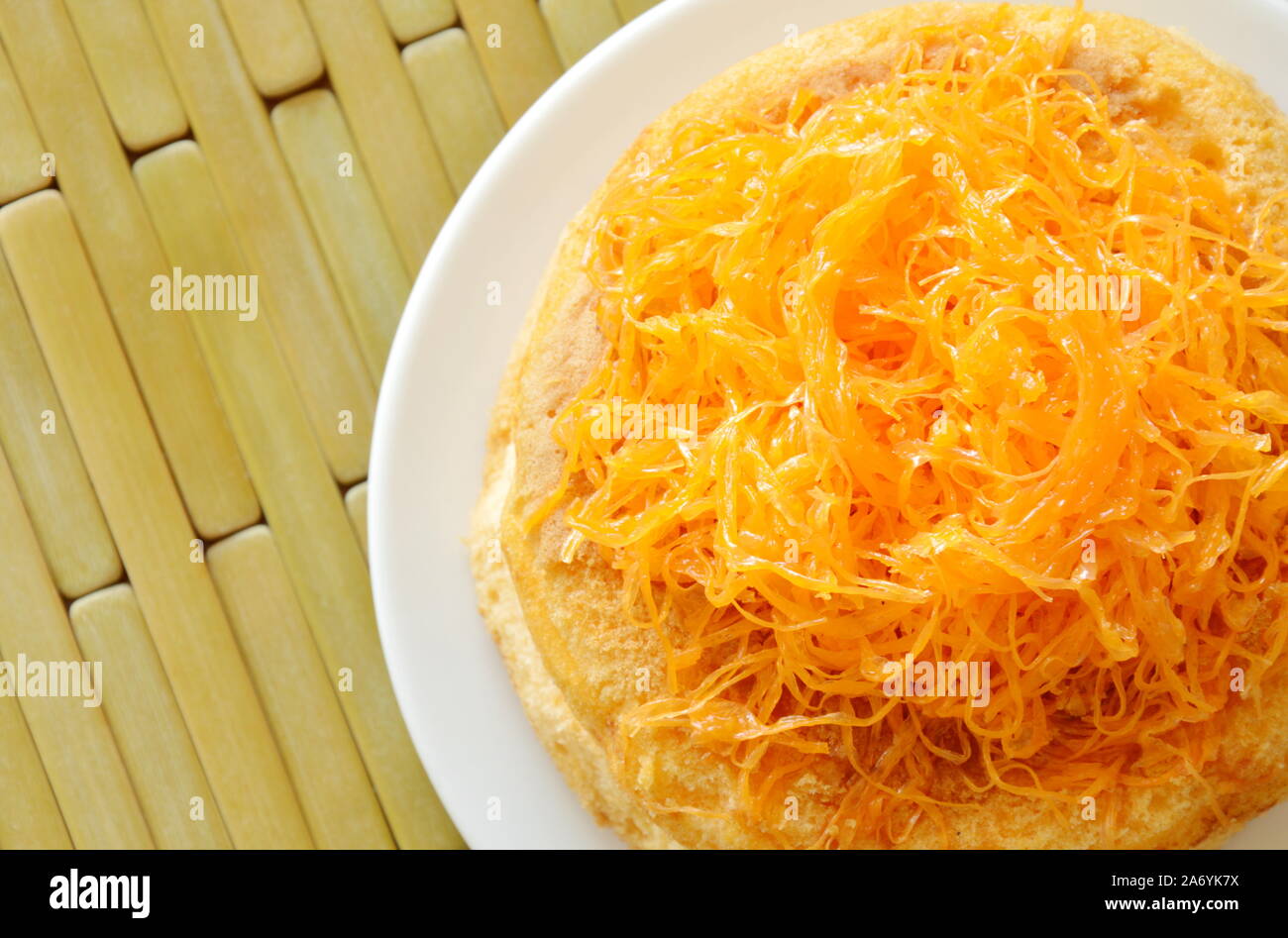 egg golden threads cake on plate Stock Photo - Alamy