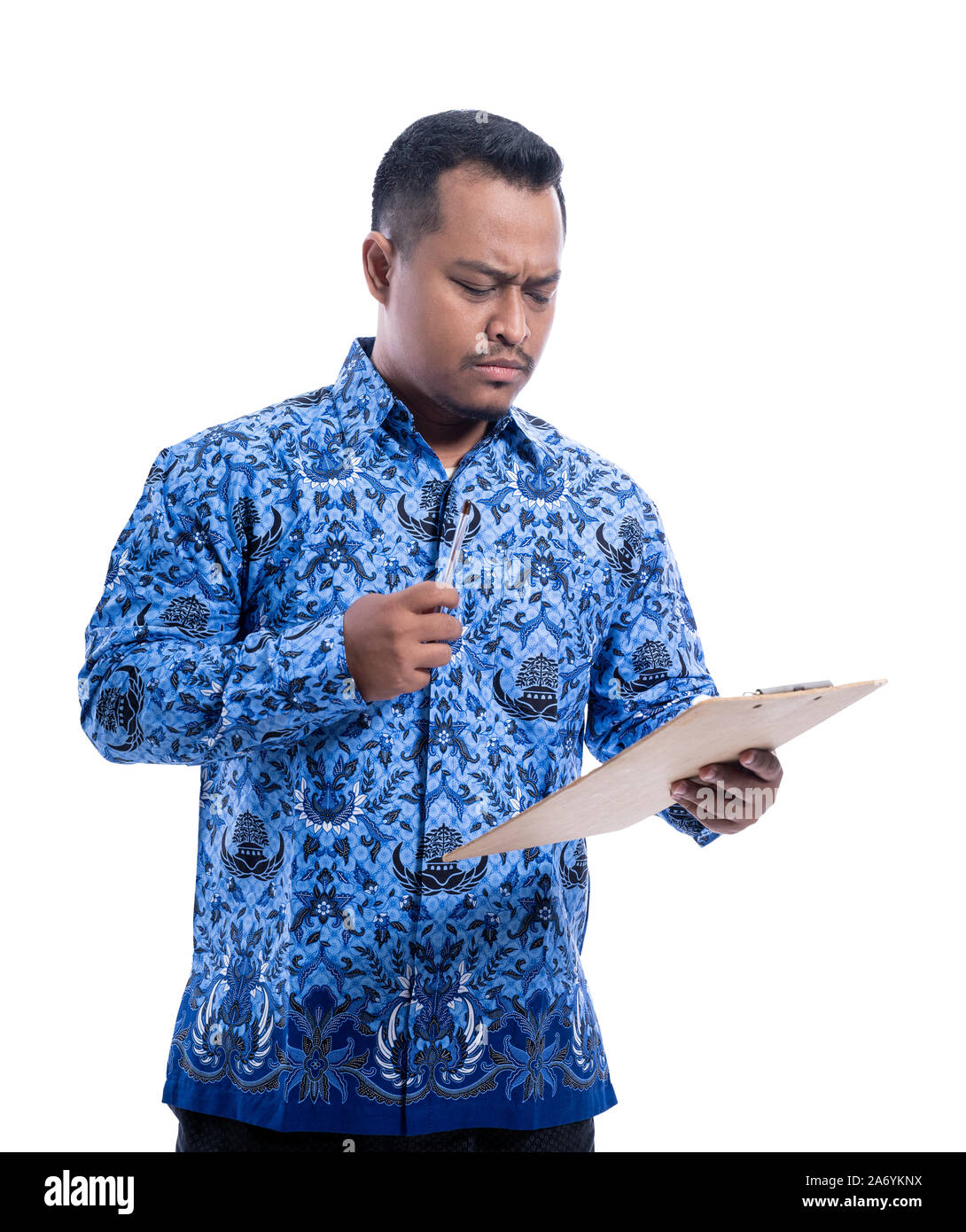 asian male wearing indonesian batik korpri Stock Photo - Alamy