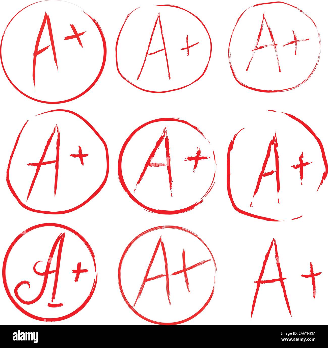 Set of Grades at School. Grade Results in red. Vector Illustration ...