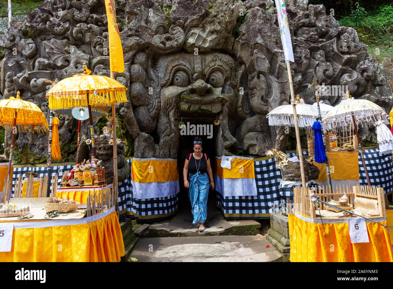 Ubud, Indonesia - September 17, 2018: Tourist at Goa Gajah temple in ...