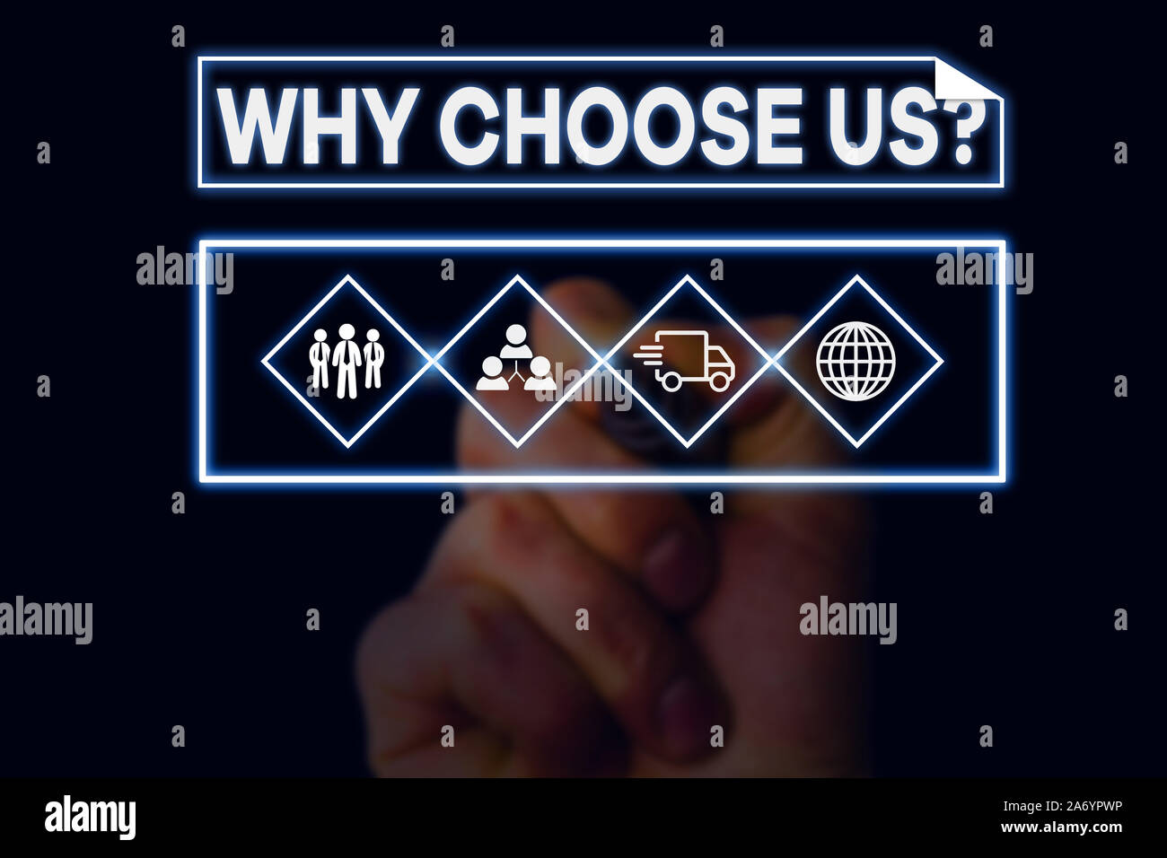 Text sign showing Why Choose Us Question. Business photo text list of ...
