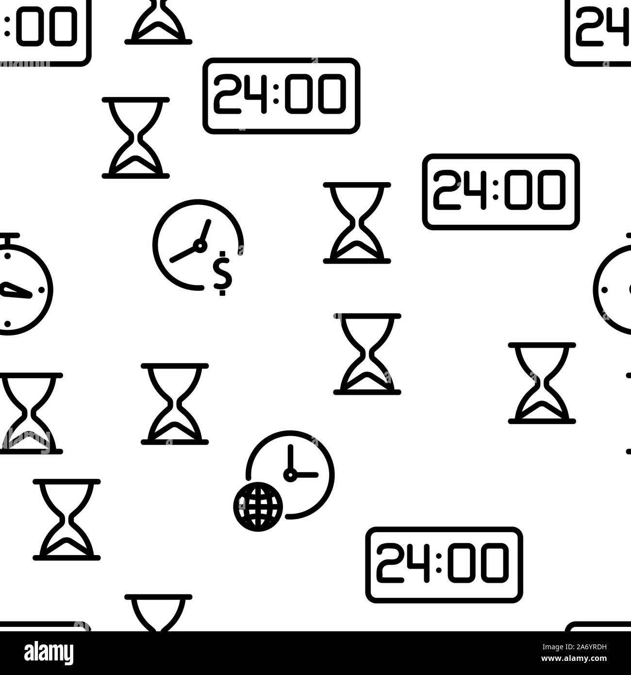 Time Clock Seamless Pattern Vector Stock Vector Image & Art - Alamy