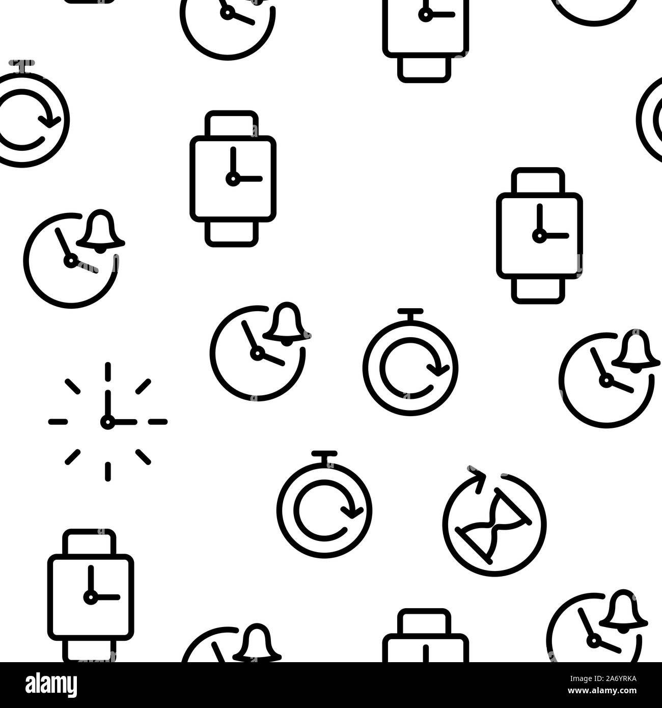 Time Clock Seamless Pattern Vector Stock Vector Image & Art - Alamy