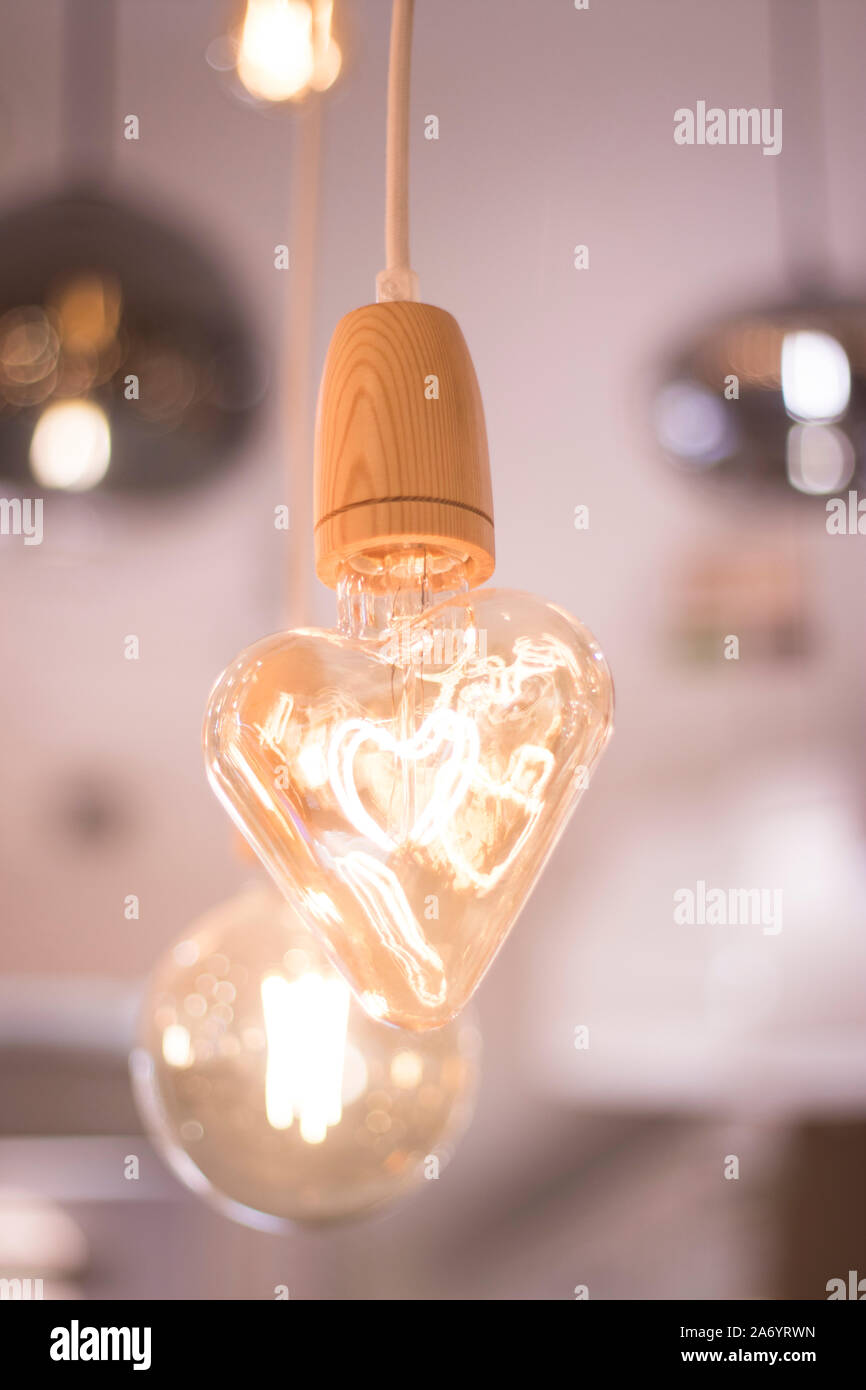 LED modern lights and bulbs on display in store lighting department ...