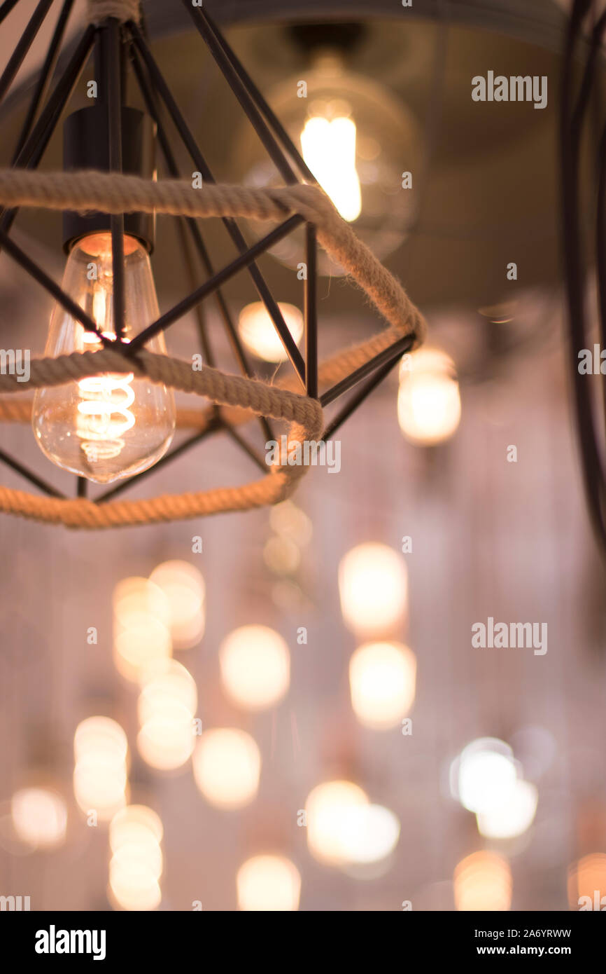 LED modern lights and bulbs on display in store lighting department ...