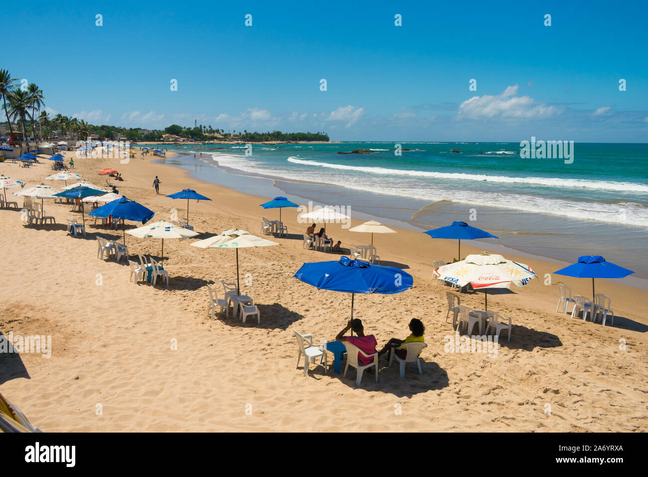 Salvador, Brazil - Circa September 2019: A view of the beach in Itapua ...