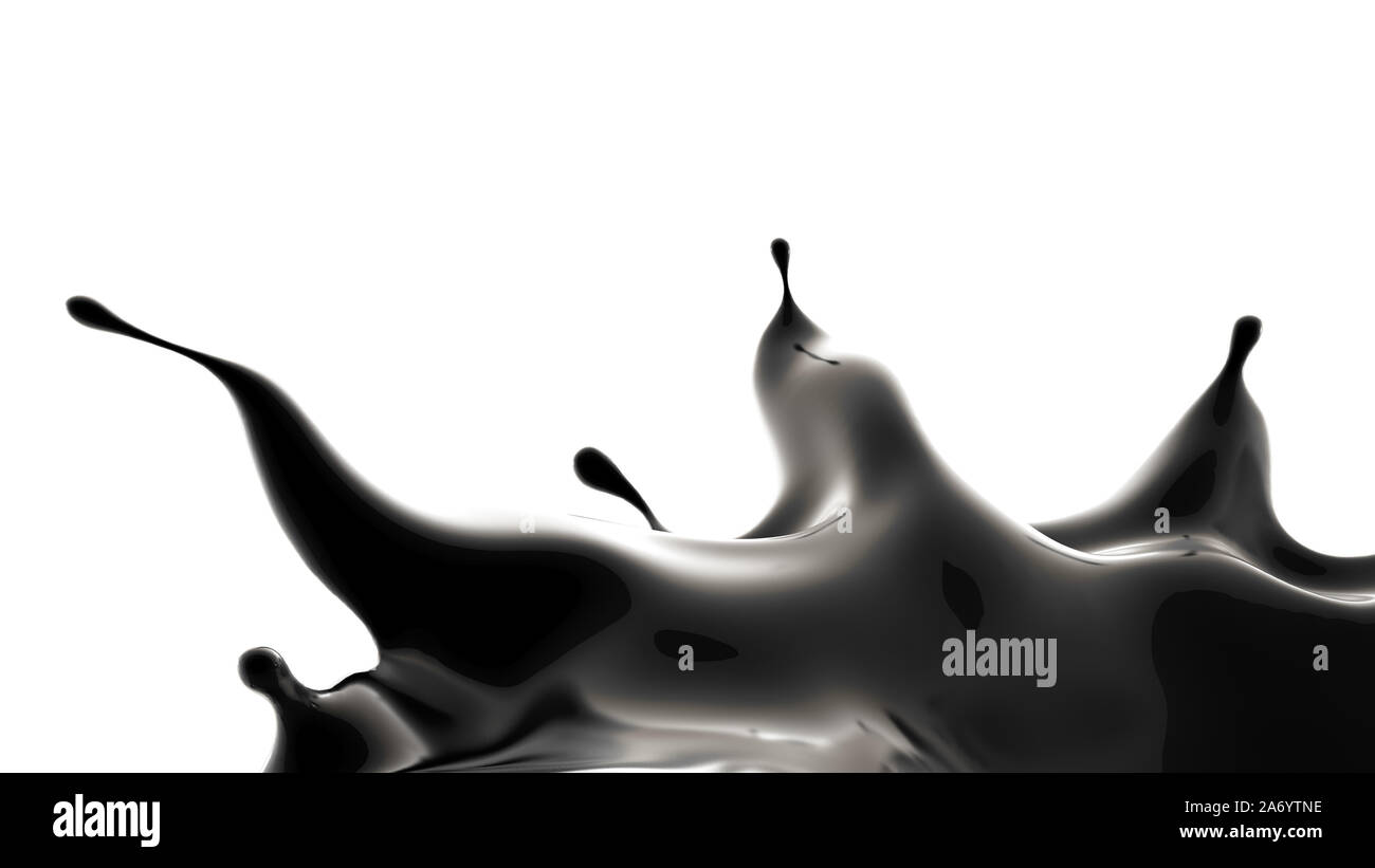 Splash of black liquid. 3d rendering, 3d illustration Stock Photo - Alamy