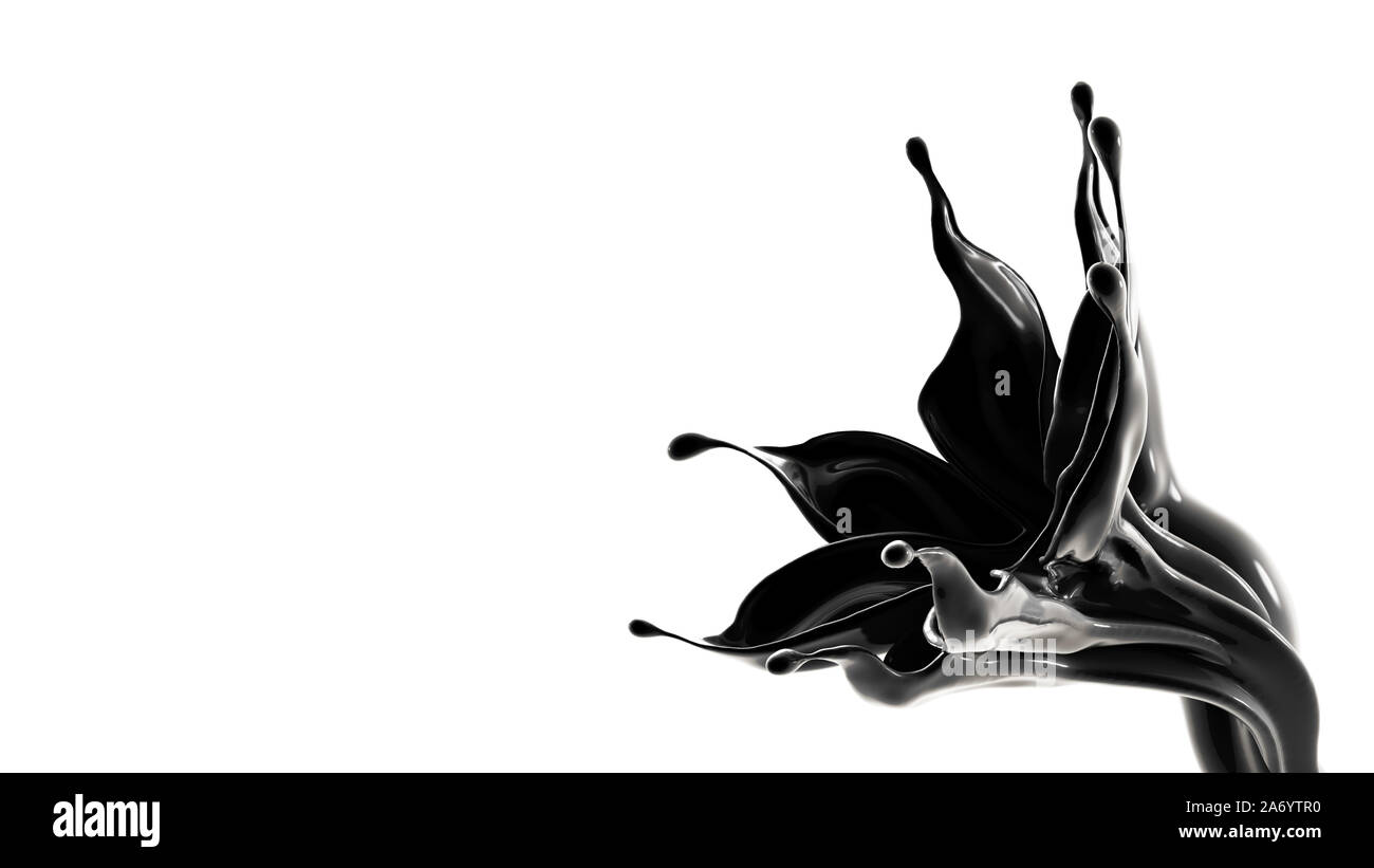 Splash of black liquid. 3d rendering, 3d illustration Stock Photo - Alamy