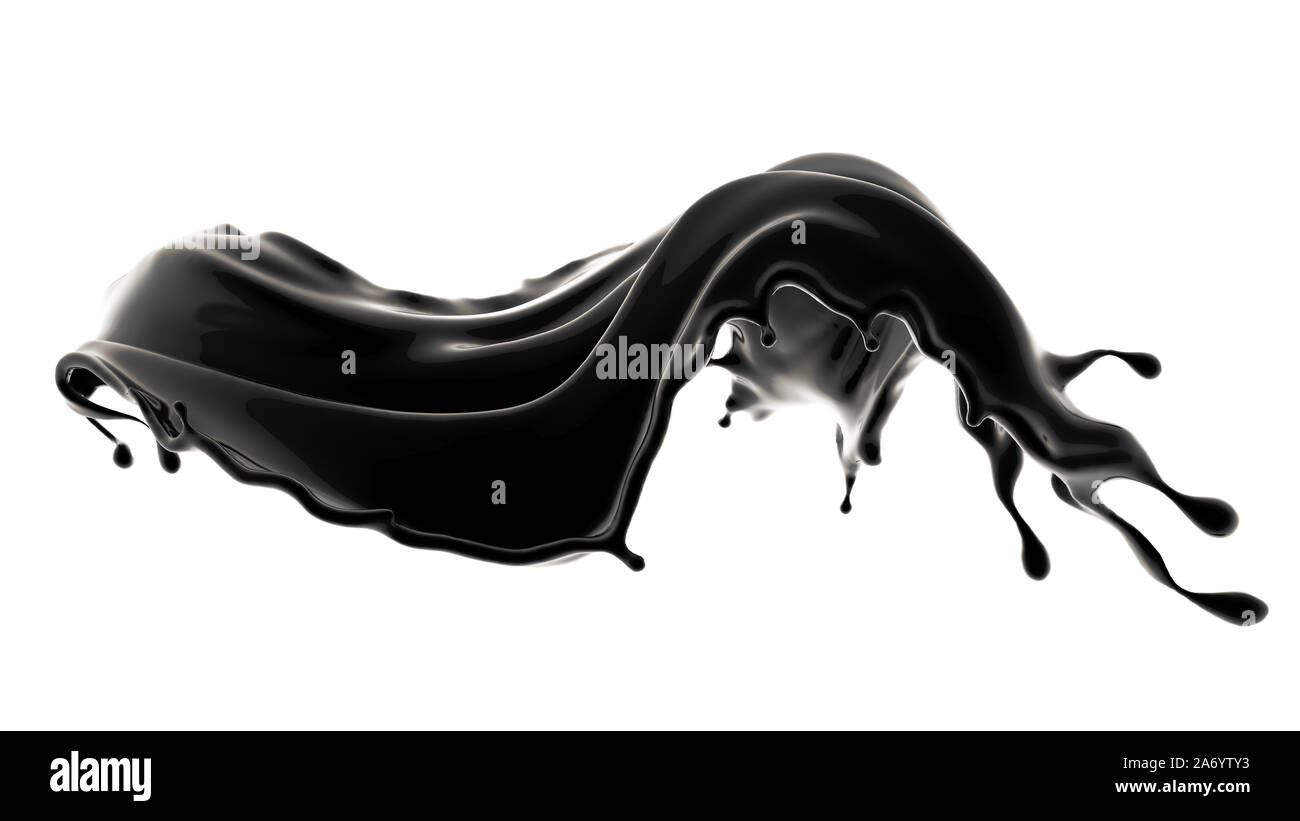 Splash of black liquid. 3d rendering, 3d illustration Stock Photo - Alamy