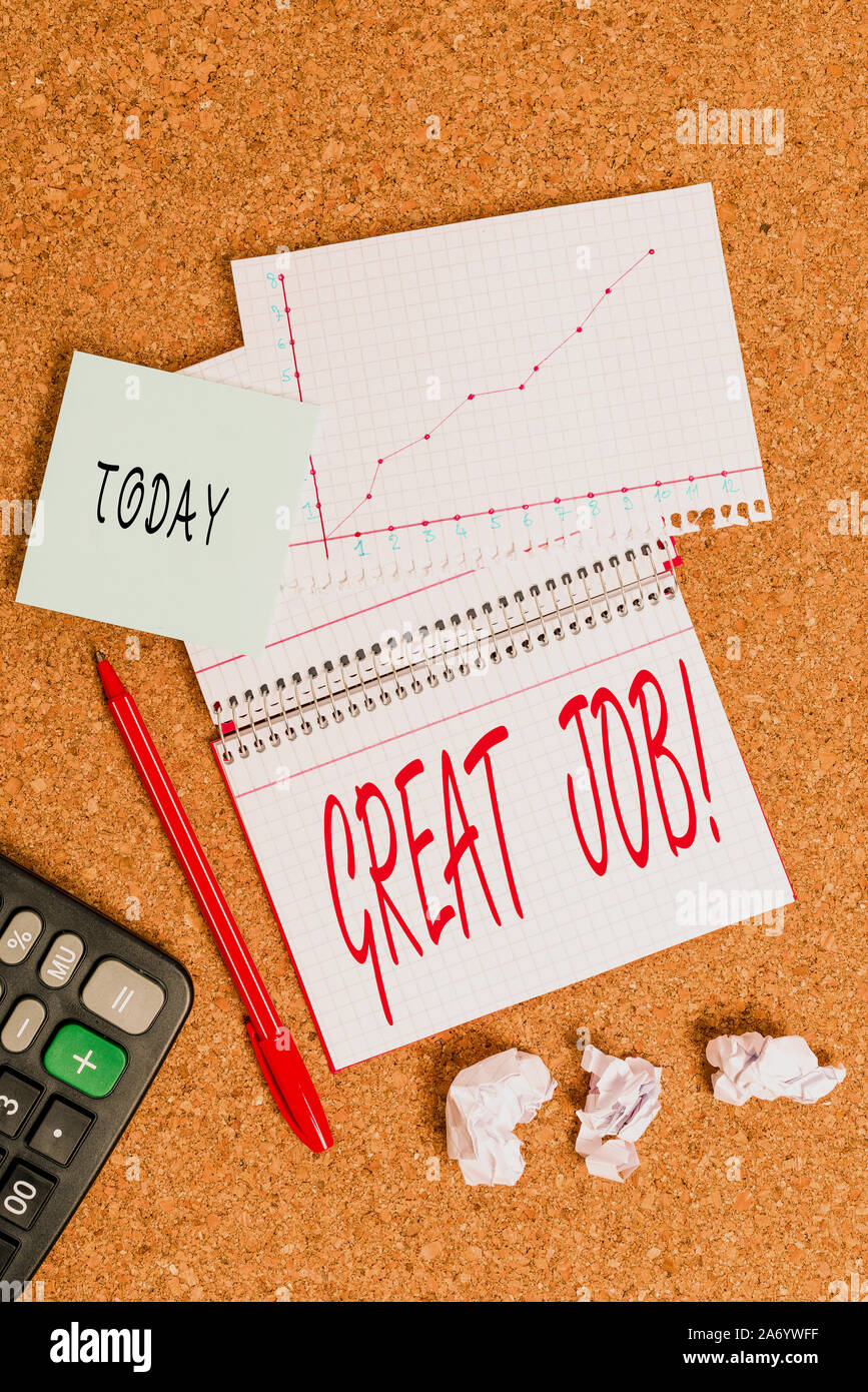 Text sign showing Great Job. Business photo text used praising someone ...