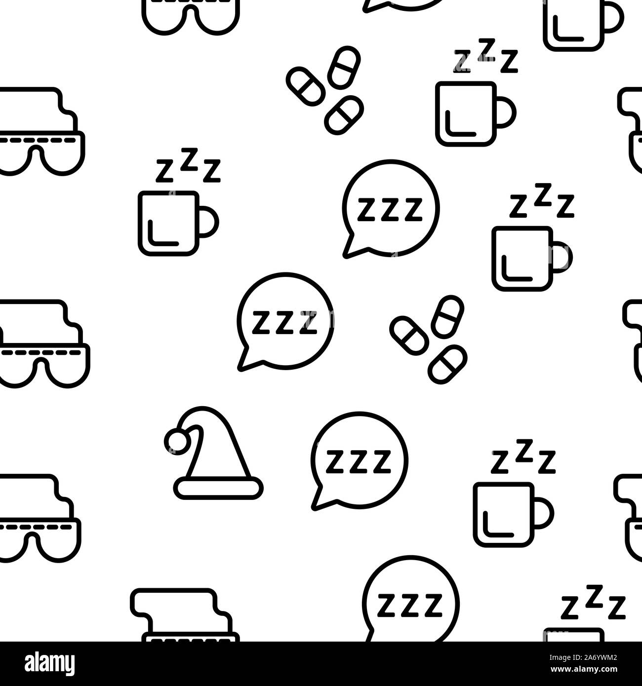 Sleep Time Seamless Pattern Vector Stock Vector Image & Art - Alamy