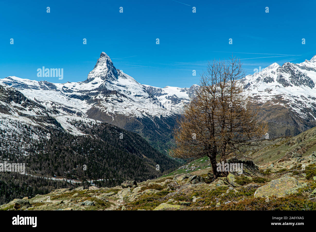 Panorama of east and north faces of the Matterhorn in Zermatt ...