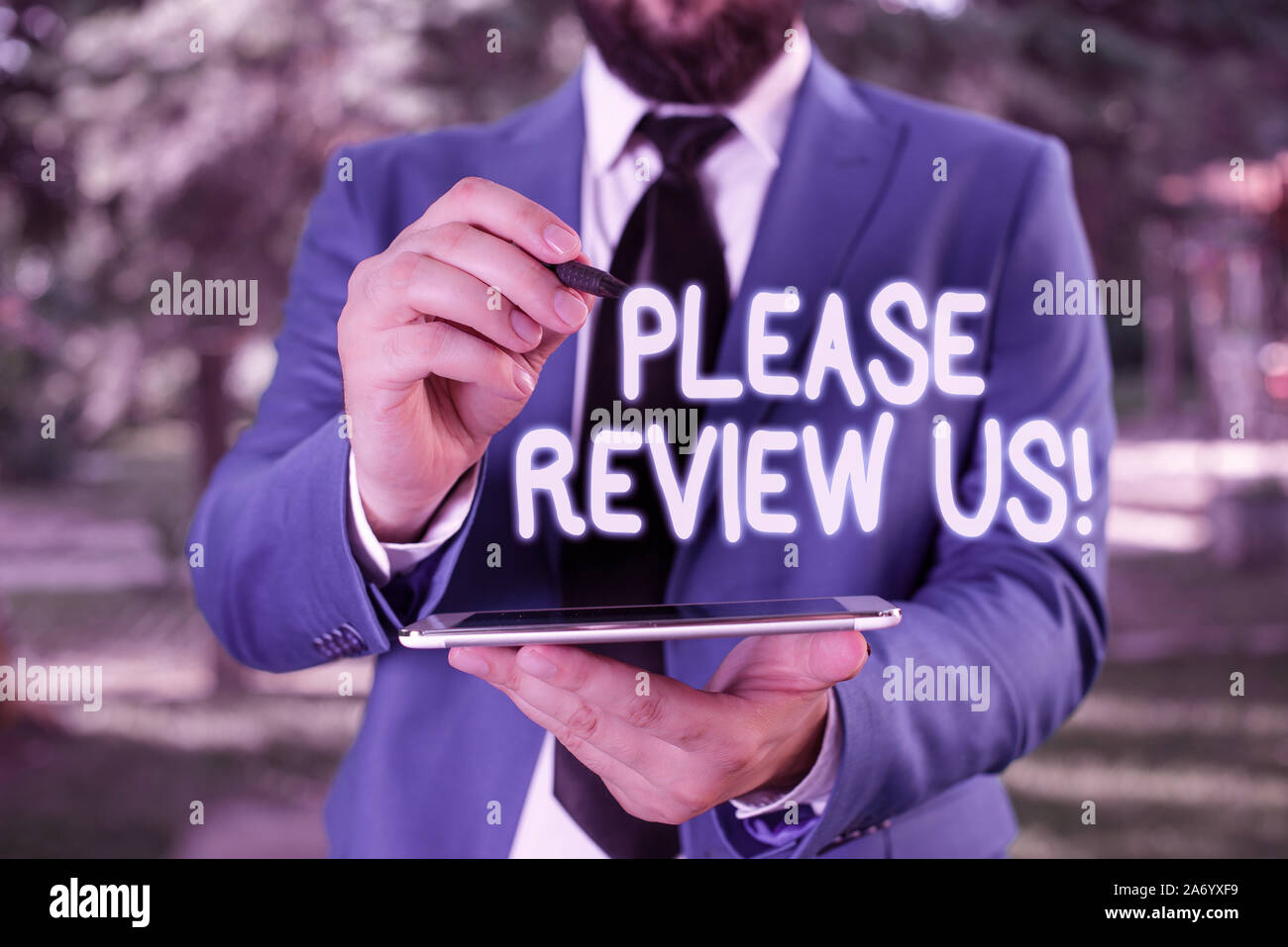 Conceptual hand writing showing Please Review Us. Concept meaning ...
