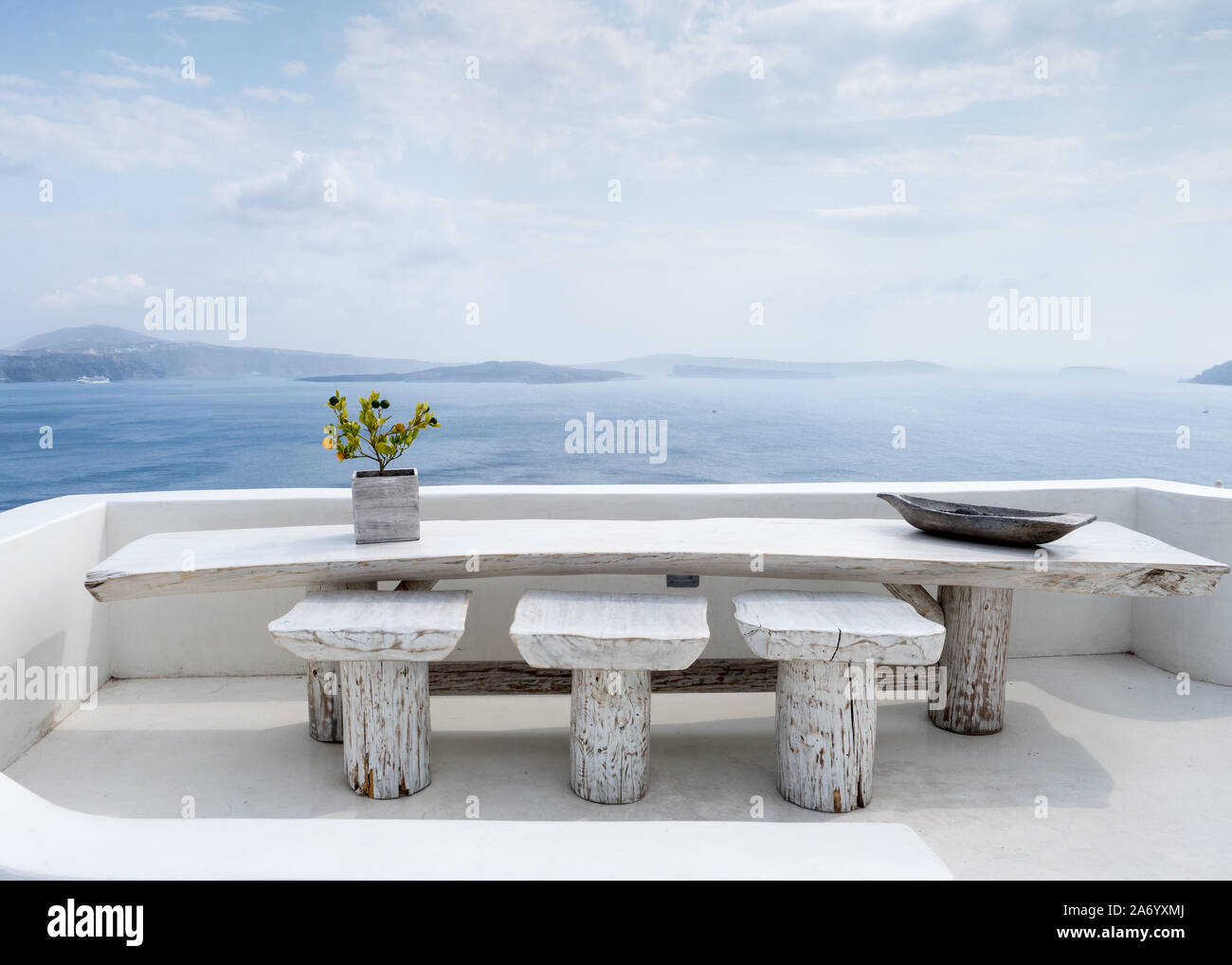 Al fresco terrace open air sturdy strong white wash dining table plank ...